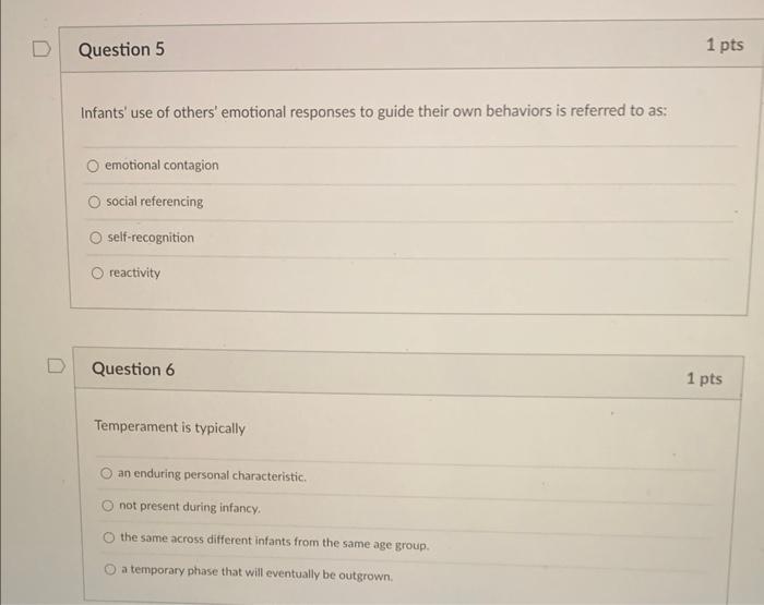 Solved Infants' use of others' emotional responses to guide | Chegg.com