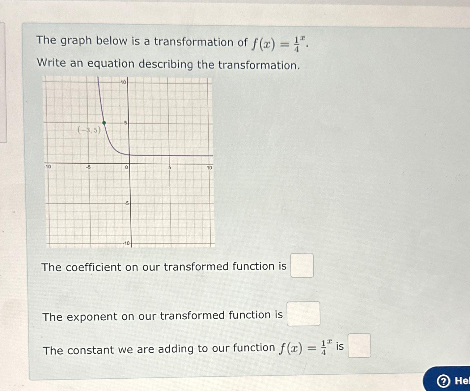 Solved Determine the exponential equation for the graph | Chegg.com