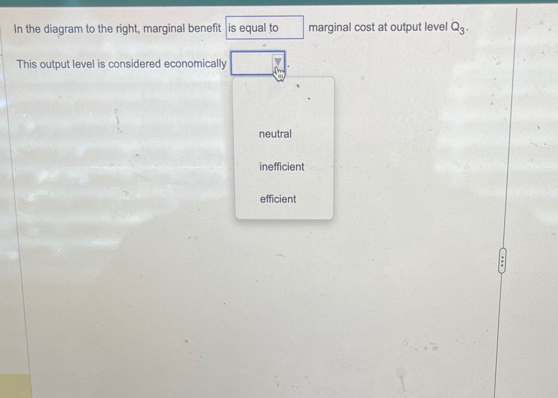 In the diagram to the right, marginal benefit | Chegg.com