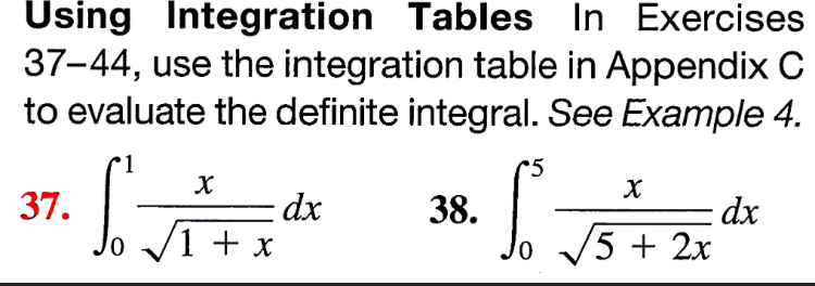 Solved Using Integration Tables In Exercises 37-44, ﻿use the | Chegg.com