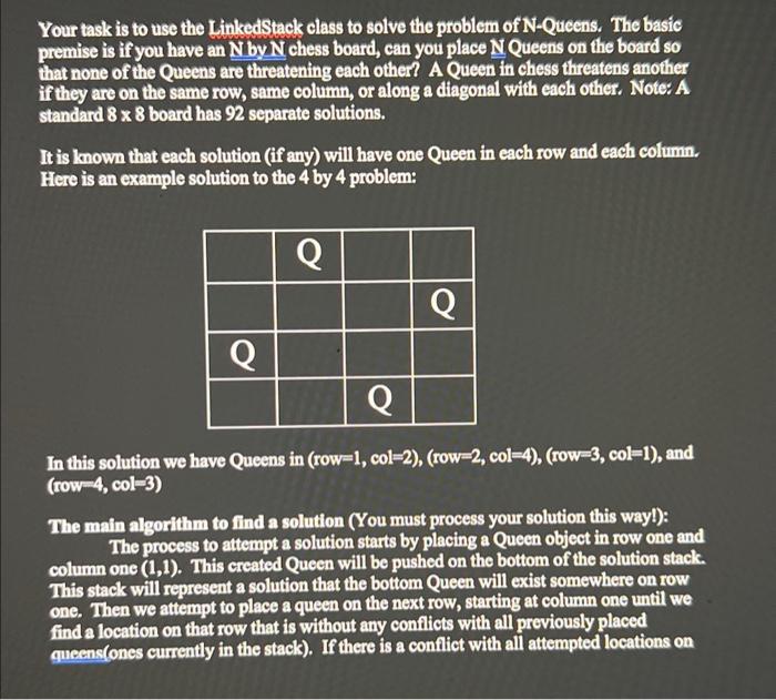 Your Task Is To Use The Linkedstack Class To Solve Chegg