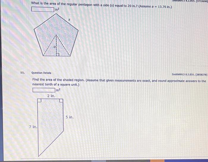 Solved (3733690) What is the area of the regular pentagon | Chegg.com