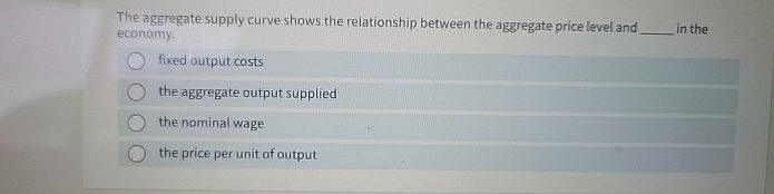 Solved The aggregate supply curve shows the relationship | Chegg.com