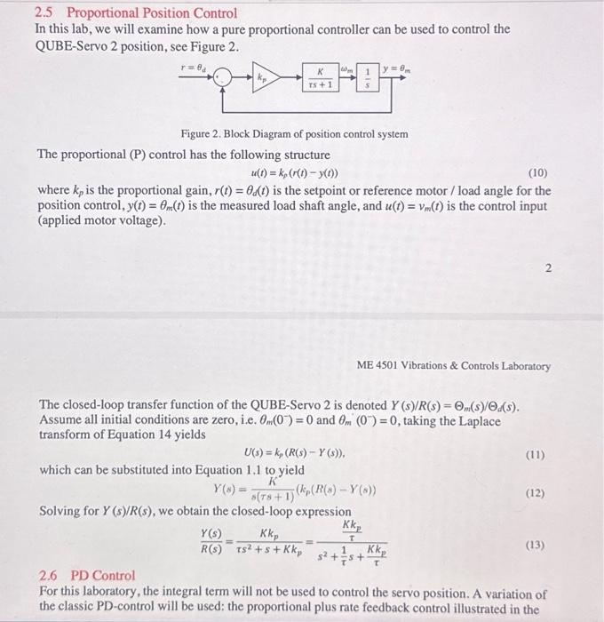 Solved 1. (P-Control) Find kp as a function of ωn and ζ. | Chegg.com