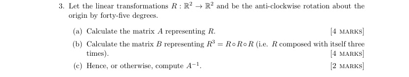 Solved Let the linear transformations R:R2→R2 ﻿and be the | Chegg.com
