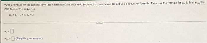 Solved Write a formula for the general term (the nth term) | Chegg.com