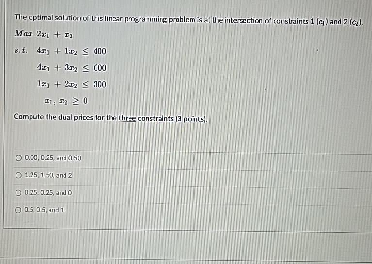 Solved The optimal solution of this linear programming | Chegg.com