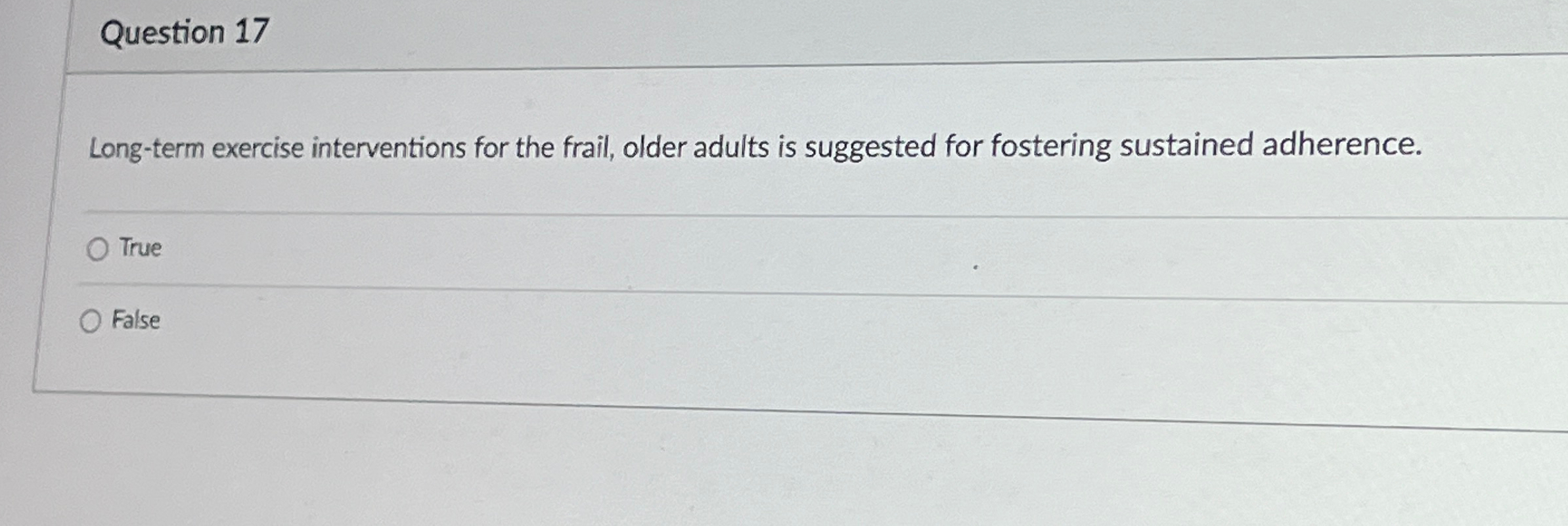 Solved Question 17Long-term exercise interventions for the | Chegg.com