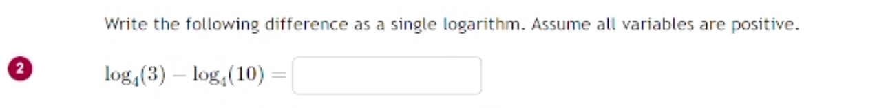 Solved Write the following difference as a single logarithm. | Chegg.com