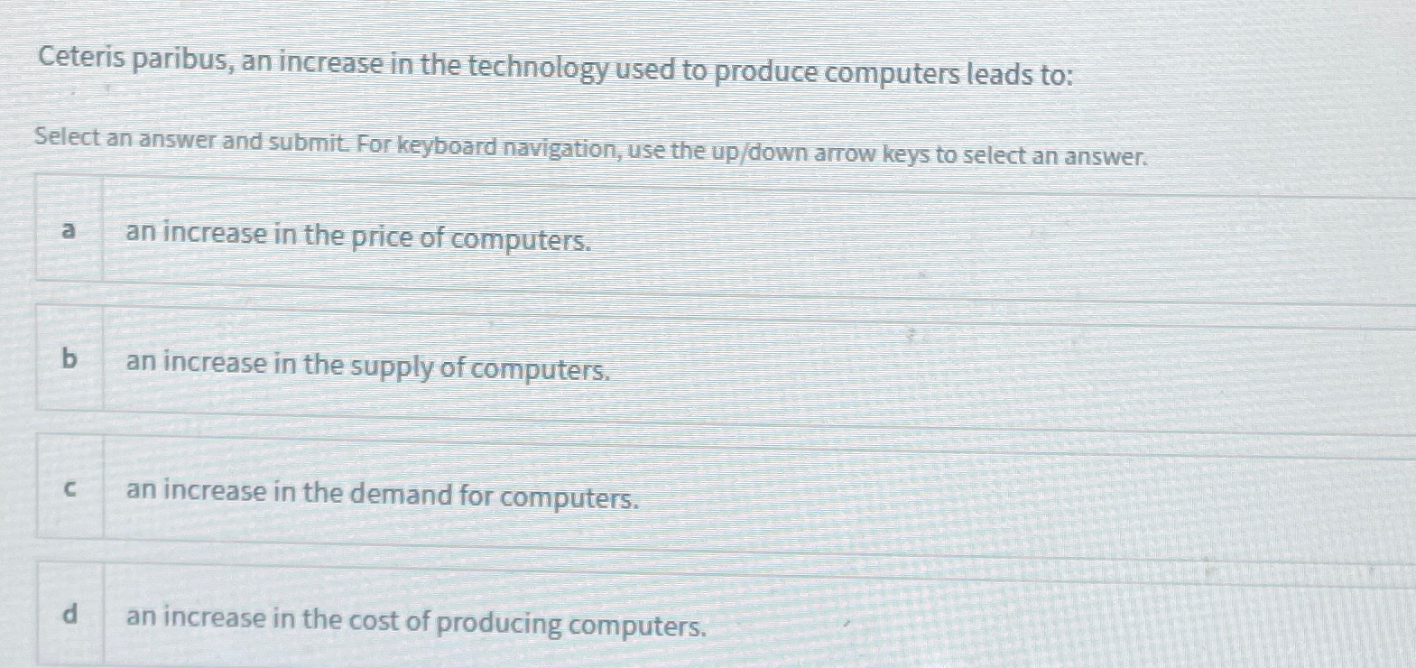 Solved Ceteris paribus, an increase in the technology used | Chegg.com