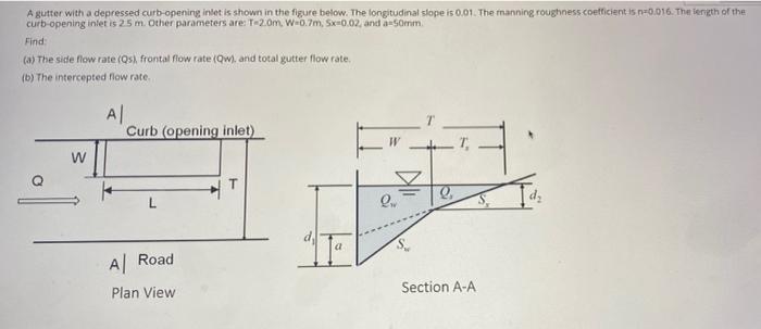 Solved A gutter with a depressed curb-opening inlet is shown | Chegg.com