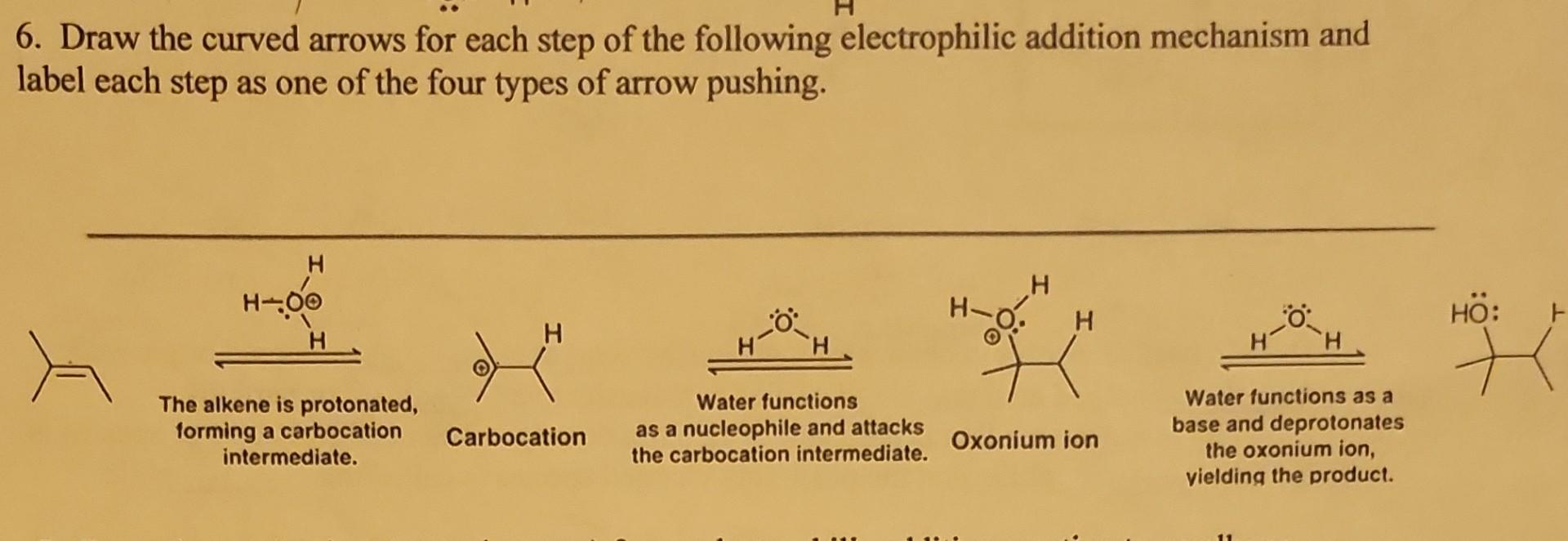 Solved Draw the curved arrows for each step of the following | Chegg.com