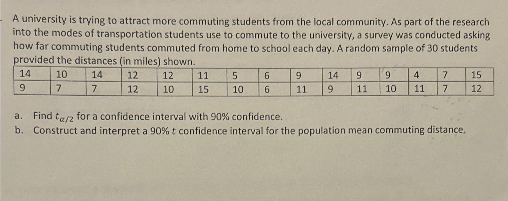 Solved A university is trying to attract more commuting | Chegg.com