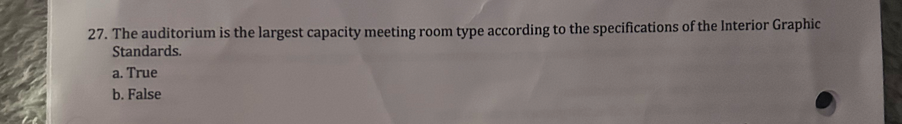 Solved The auditorium is the largest capacity meeting room | Chegg.com