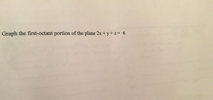 Solved Graph the first-octant portion of the plane 2x+y+z= 6 | Chegg.com