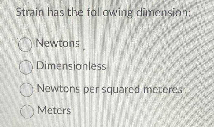 Solved Strain has the following dimension: Newtons | Chegg.com