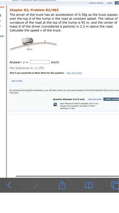 Solved Chapter D2, Problem D2/082 The driver of the truck | Chegg.com