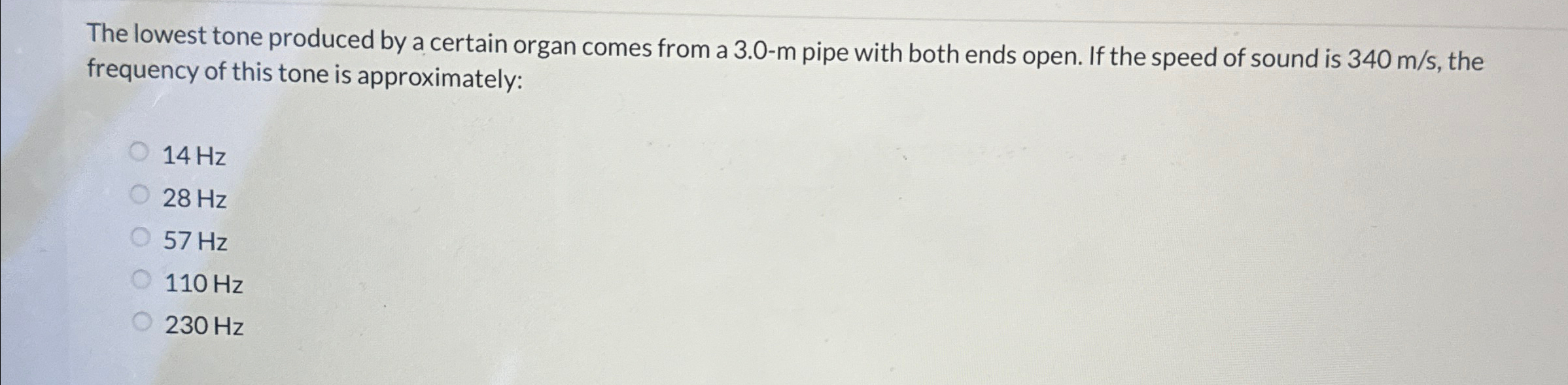 Solved The lowest tone produced by a certain organ comes | Chegg.com