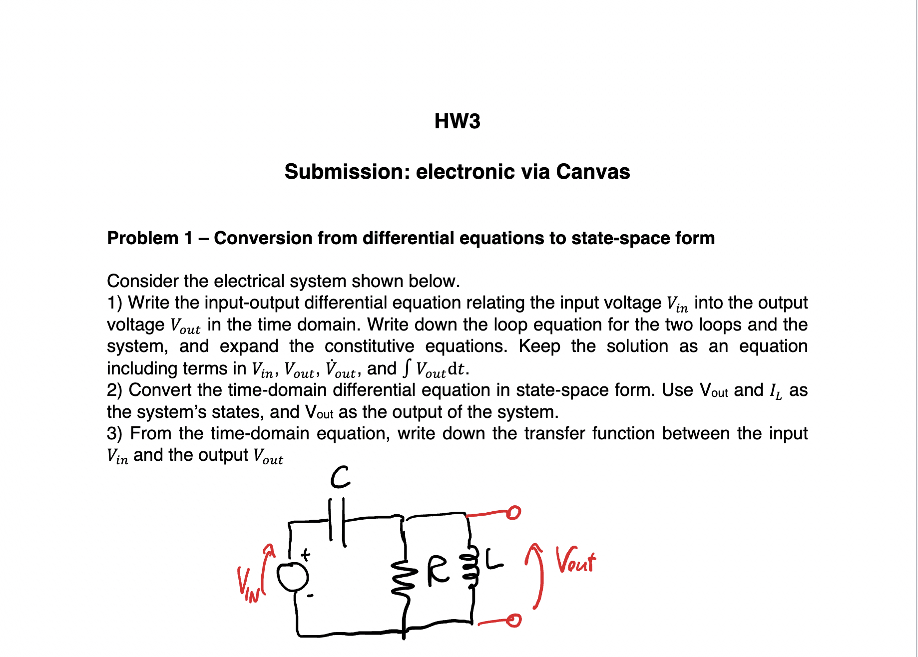 Solved Problem 1 - ﻿Conversion from differential equations | Chegg.com
