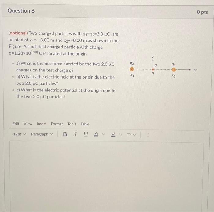 Solved (optional) Two charged particles with q1=q2=2.0μC are | Chegg.com