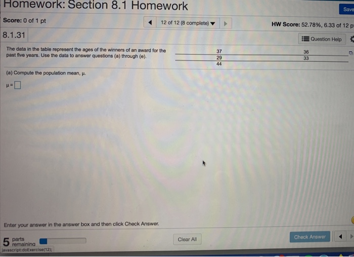 Solved Homework Section 8 1 Homework Save Score 0 Of 1 Pt