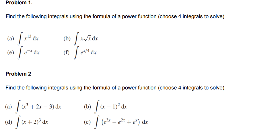 Solved Find the following integrals using the formula of a | Chegg.com