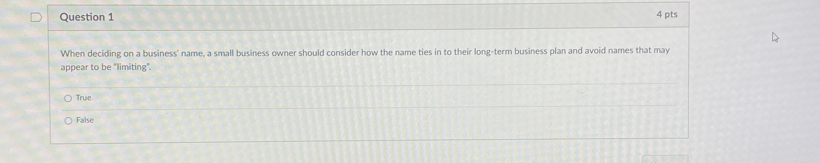 Solved Question 14 ﻿ptsWhen deciding on a business' name, a | Chegg.com