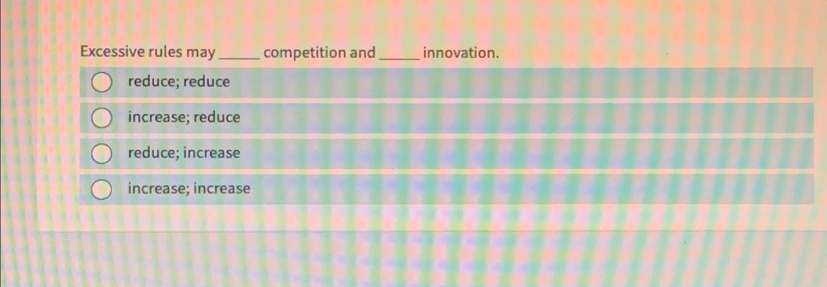 Solved Excessive rules may competition and | Chegg.com