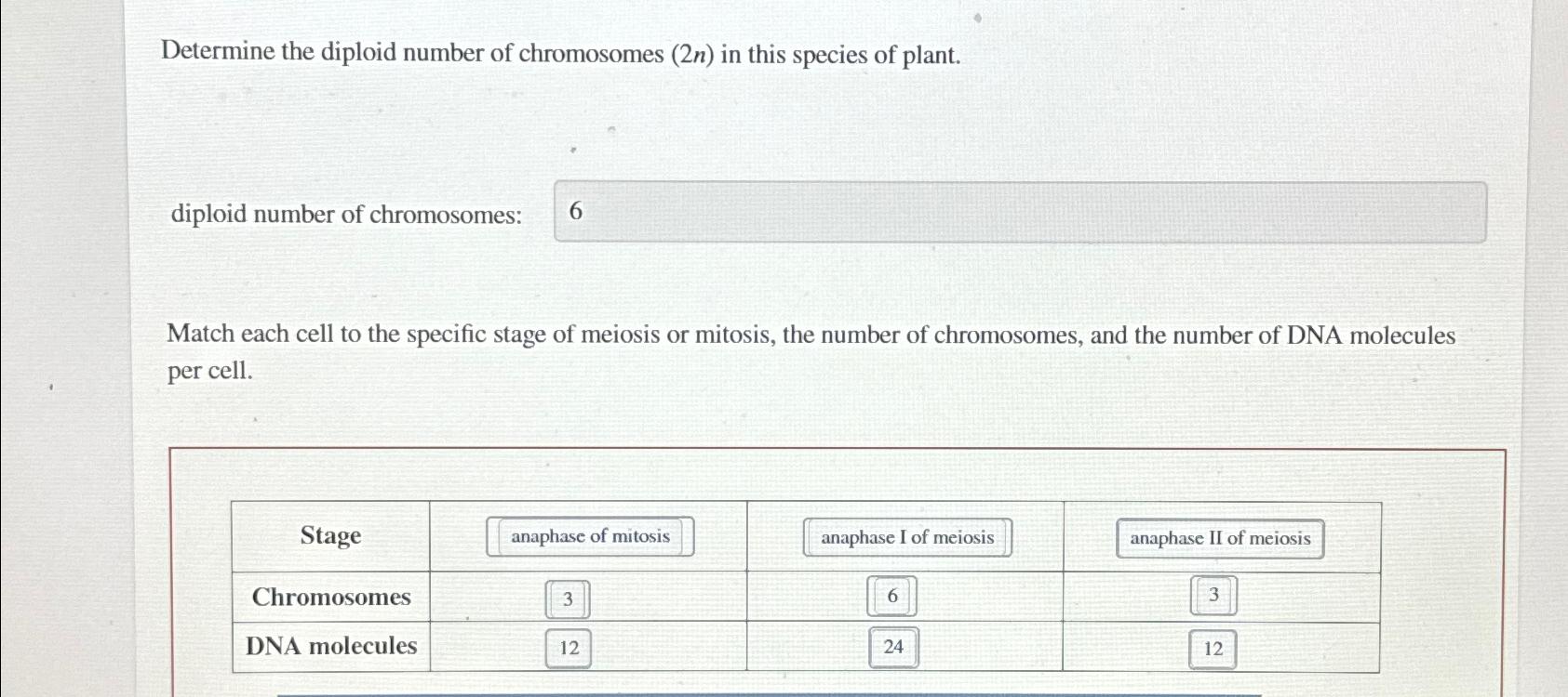 Solved Determine the diploid number of chromosomes (2n) ﻿in | Chegg.com
