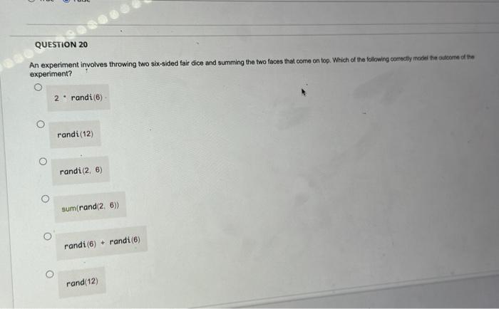 Solved An experiment involves throwing two six-sided fair | Chegg.com