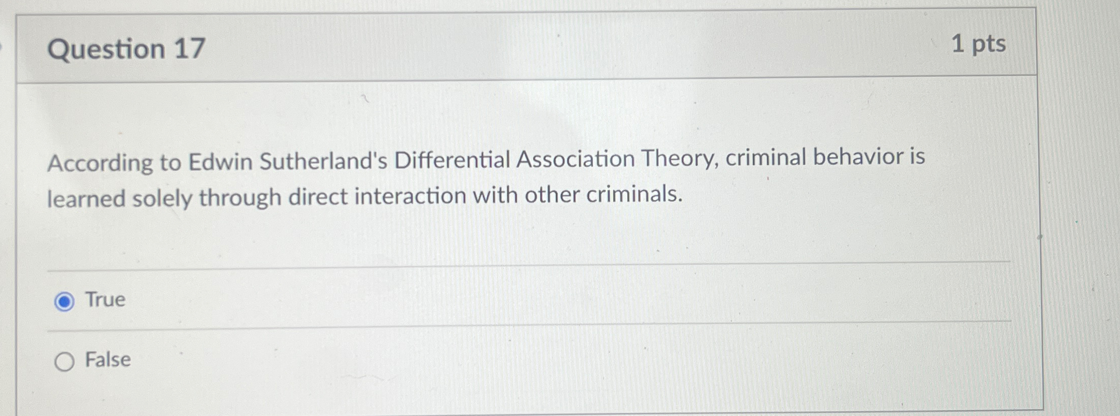 Solved Question 171ptsAccording to Edwin Sutherland's | Chegg.com