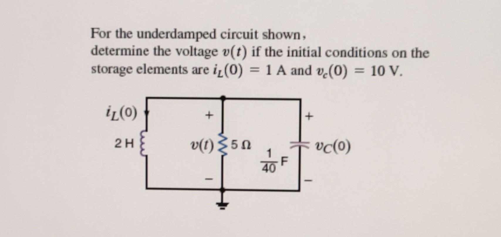 Solved For the underdamped circuit shown, determine the | Chegg.com