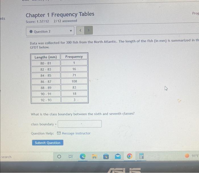 Solved Chapter 1 Frequency Tables Score: 1.57/122/12 | Chegg.com