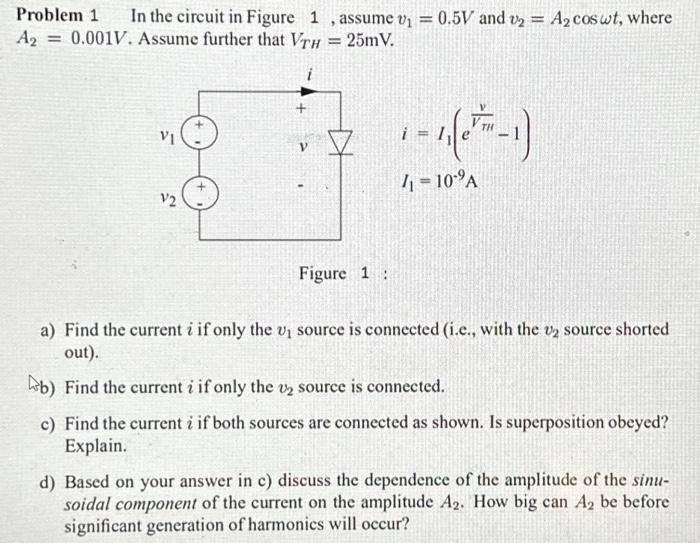 Solved In the circuit in Figure 1 , assume v1 = 0.5V and v2 | Chegg.com