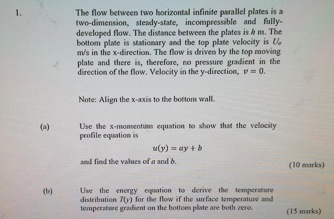Solved 1. The flow between two horizontal infinite parallel | Chegg.com