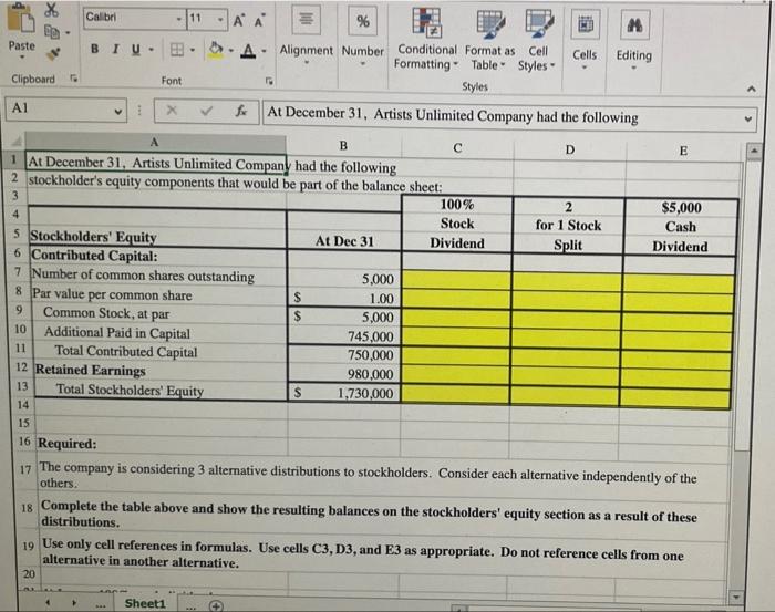 Solved 4 Calibri - 11 | A A % M Paste BIU- Alignment Number | Chegg.com