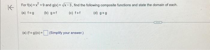 Solved For f(x)=x−7x and g(x)=x−3, find the following | Chegg.com