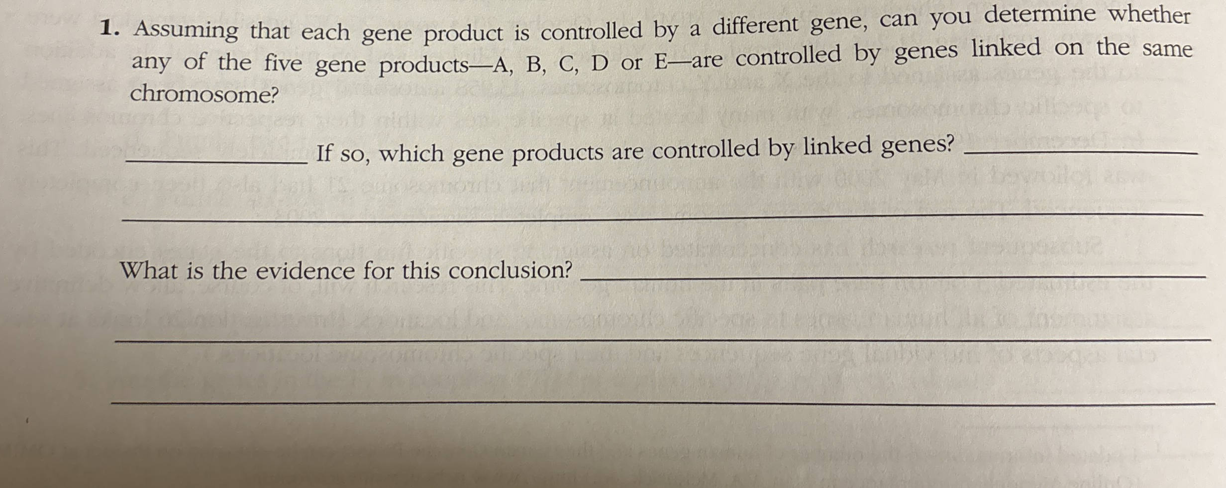 Solved Assuming that each gene product is controlled by a | Chegg.com