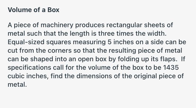 Solved Volume of a Box A piece of machinery produces | Chegg.com