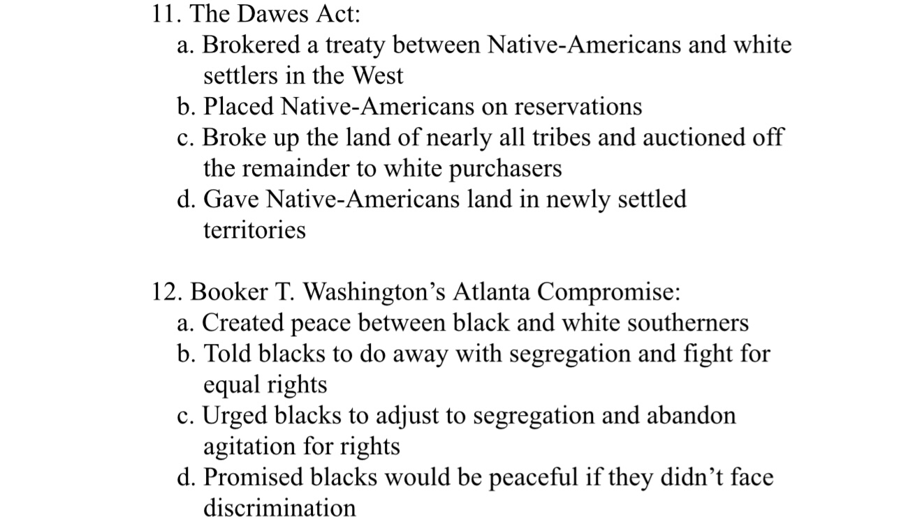 The Dawes Act:a. ﻿Brokered a treaty between | Chegg.com