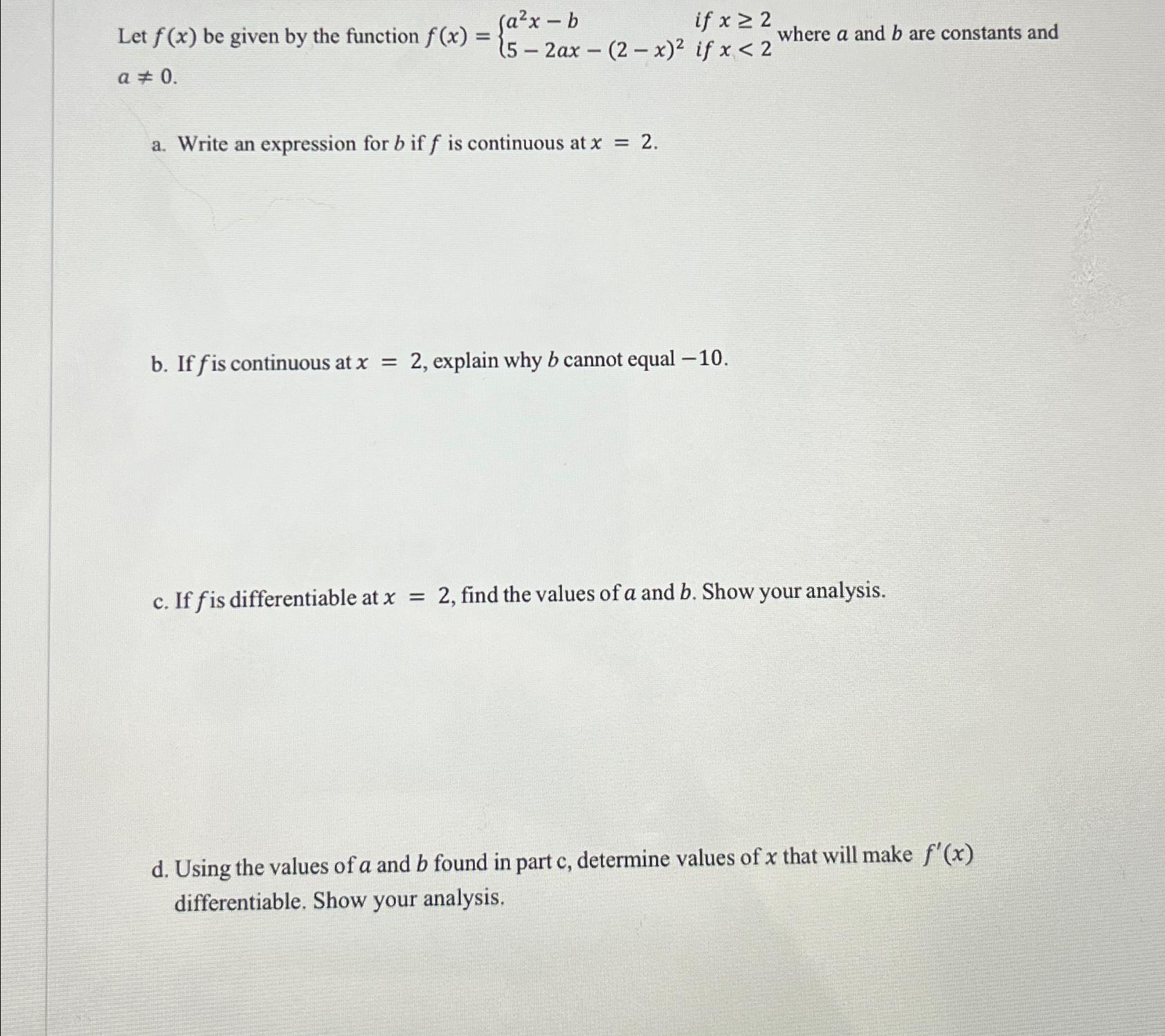 Solved Let f(x) ﻿be given by the function | Chegg.com