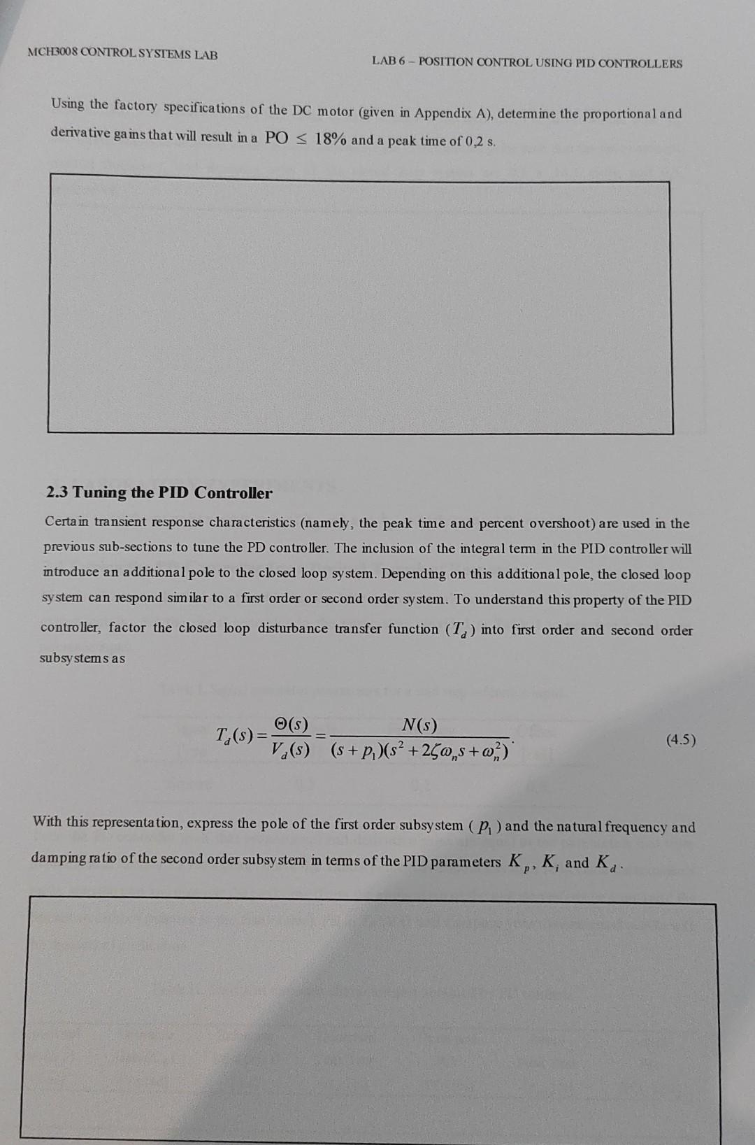 2.2 Tuning of a PD Controller A controller can be | Chegg.com