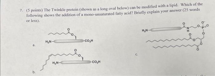 Solved 7. ( 5 points) The Twinkle protein (shown as a long | Chegg.com
