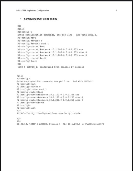 Solved Lab2: O5PF Single Area Configuration 1 - Selecting | Chegg.com