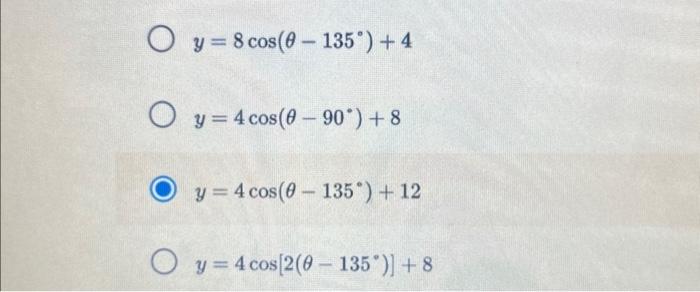 Solved What is an equation for the cosine graph shown | Chegg.com