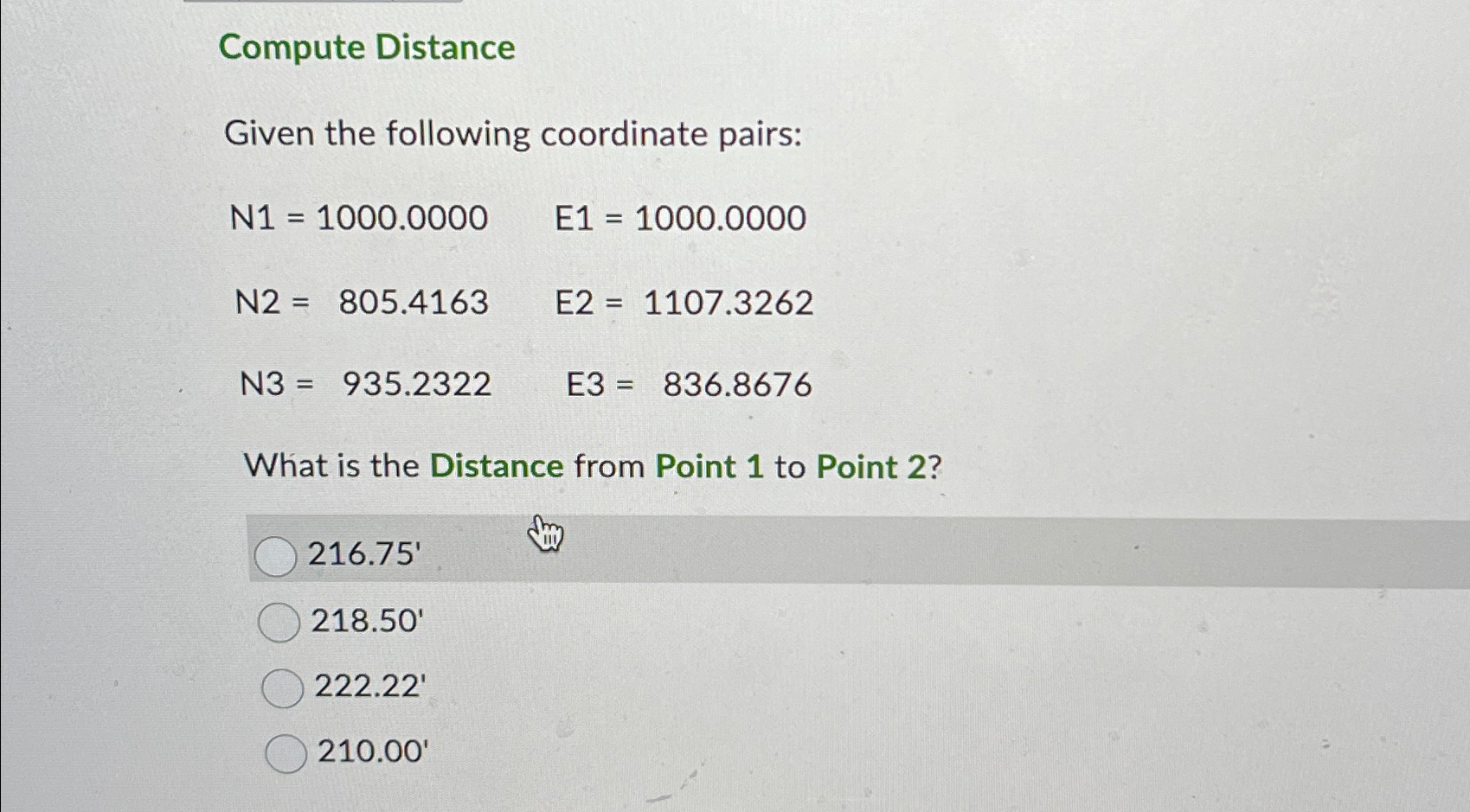Solved Compute DistanceGiven the following coordinate | Chegg.com