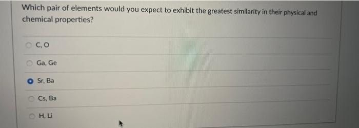 Solved Which pair of elements would you expect to exhibit | Chegg.com