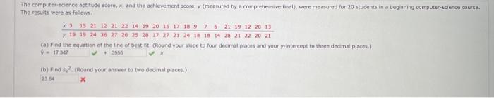 Solved The computer science aptitude score, and the | Chegg.com