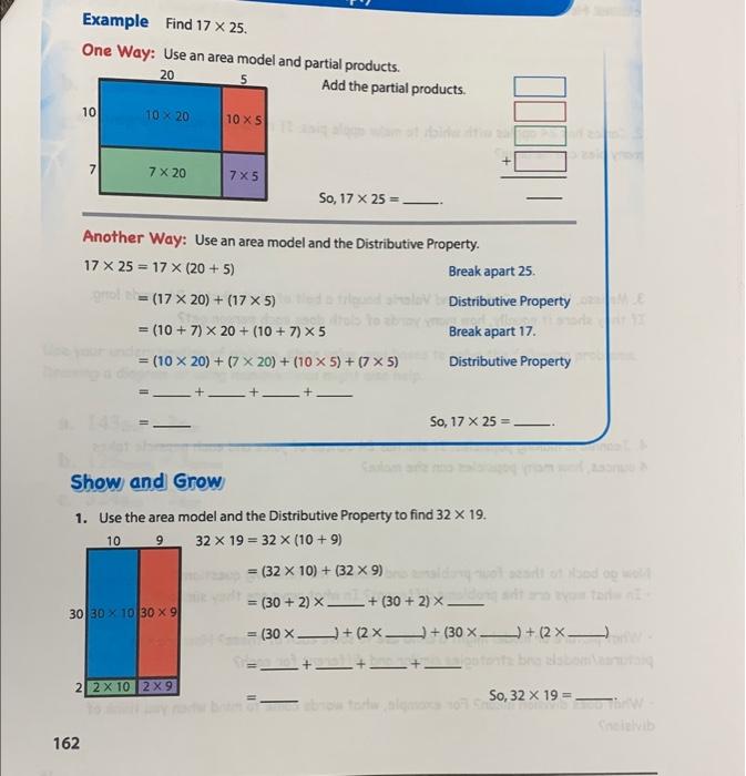 Solved One Way: Use an area model and partial products. Add | Chegg.com