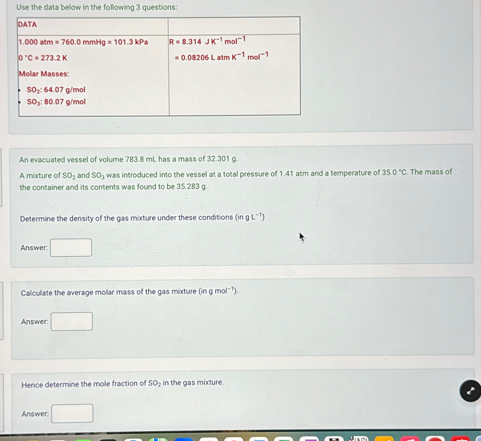 Solved Use the data below in the following 3 | Chegg.com